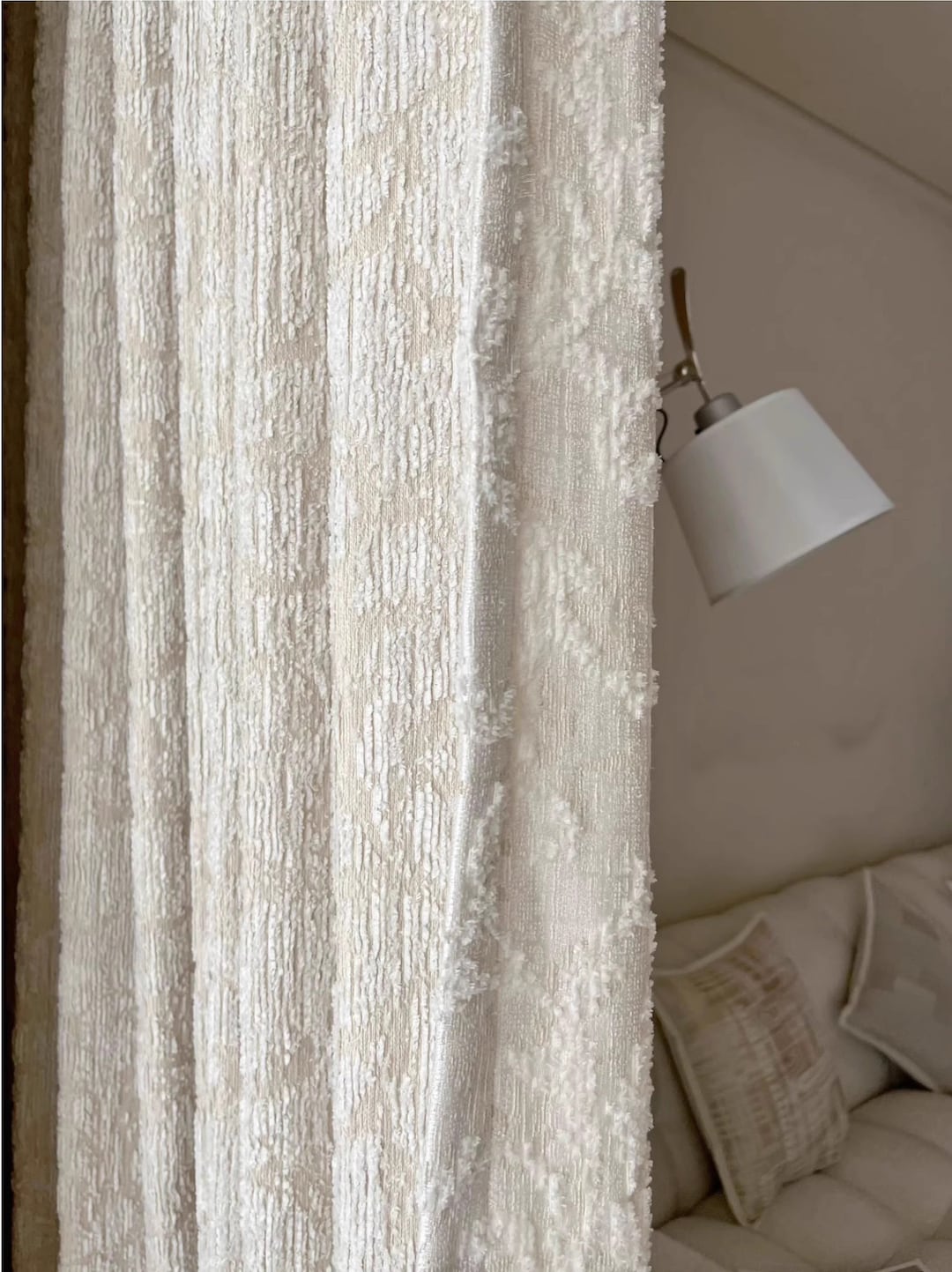 4 Colours A Pair of off White Curtains With Texture, Custom Boho ...