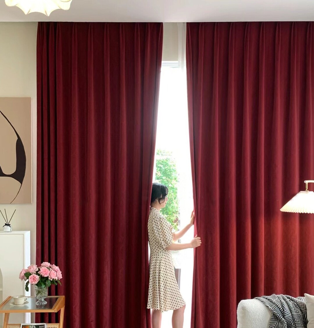 115 Colors, E43-34 A Pair of Deep RED Velvet Curtains , Living Room ...