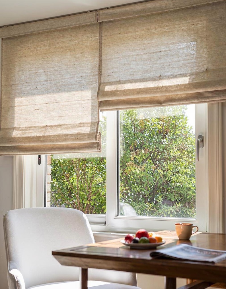 100% Heavy Weight Ramie Custom Roman Shades With Cord, Roman Shade With ...