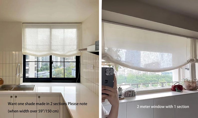 8 Colors ,100% Sheer Linen Cordless Custom Roman Shades ,relaxed Roman ...