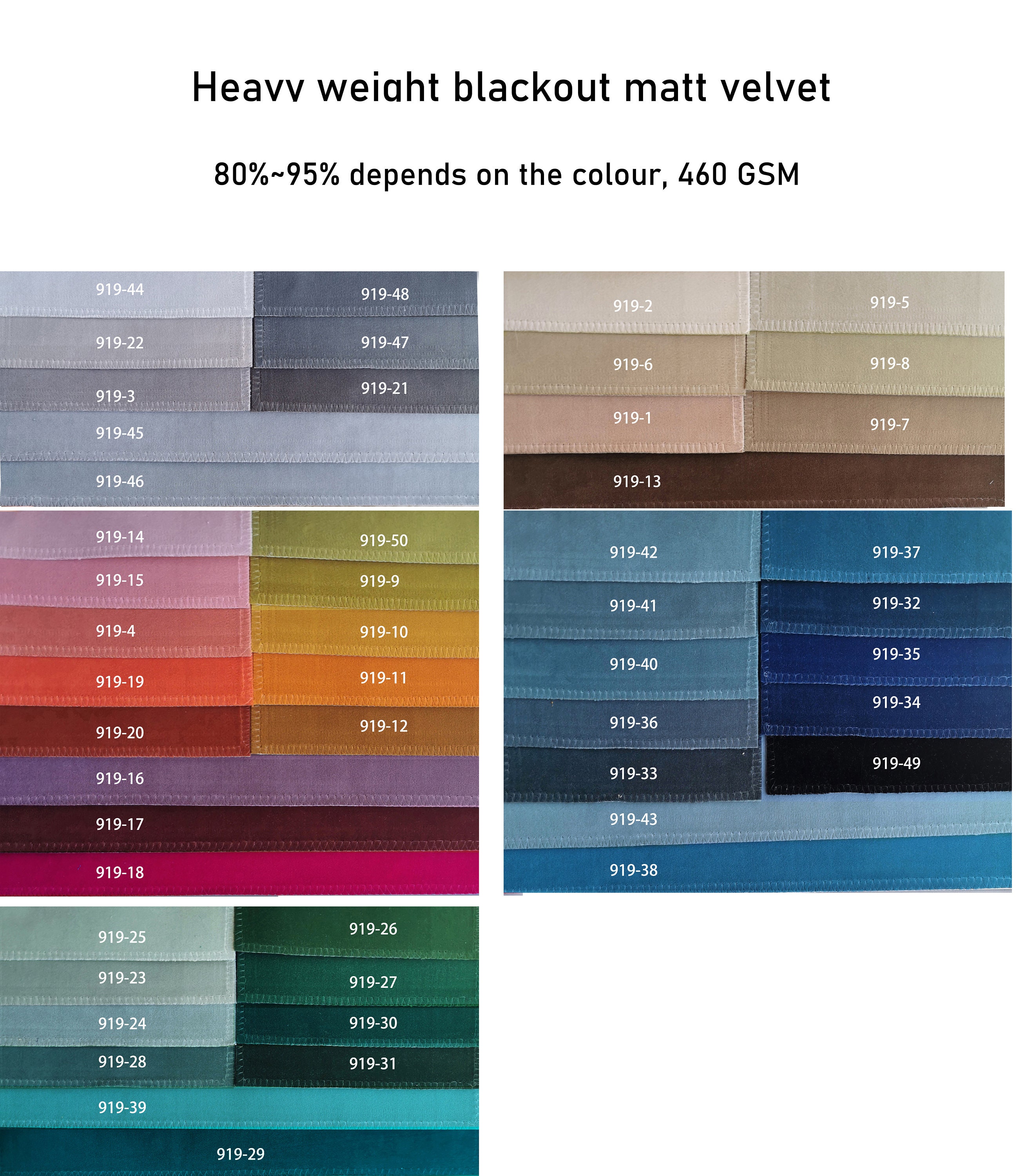 Blackout Matt Velvet Fabric Samples,fabric by Meters,110 Wide, Fabric ...