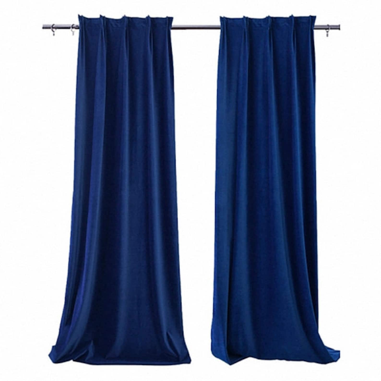GV119,A Pair of Sapphire Blue Velvet Curtains , Living Room Curtains ...