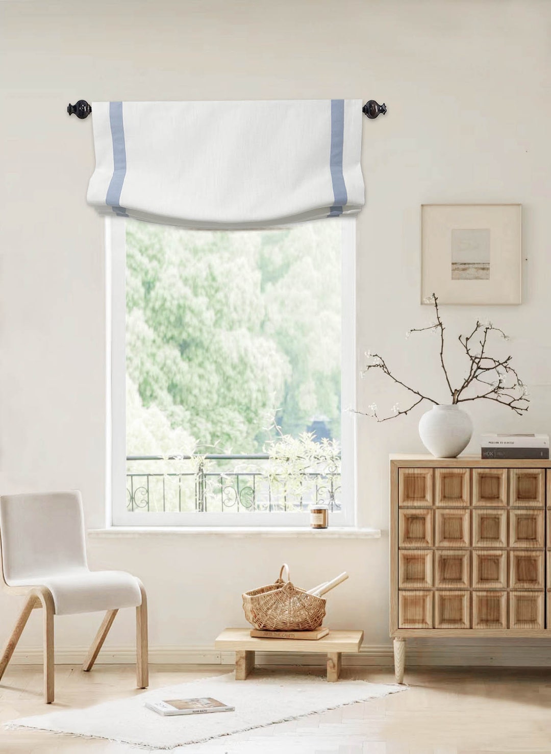 85 Colors,faux (fake) Relaxed Roman Shade Valance With Bordertrim ...