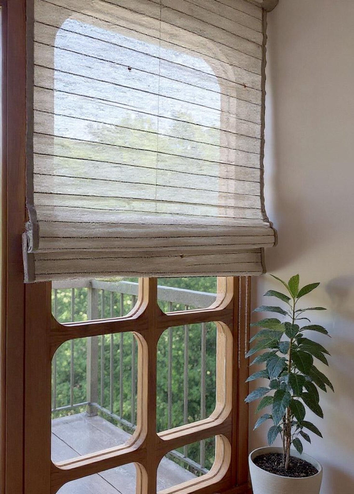 Linen Custom Roman Shades With Cord, Roman Shade With Valance, Luxury ...