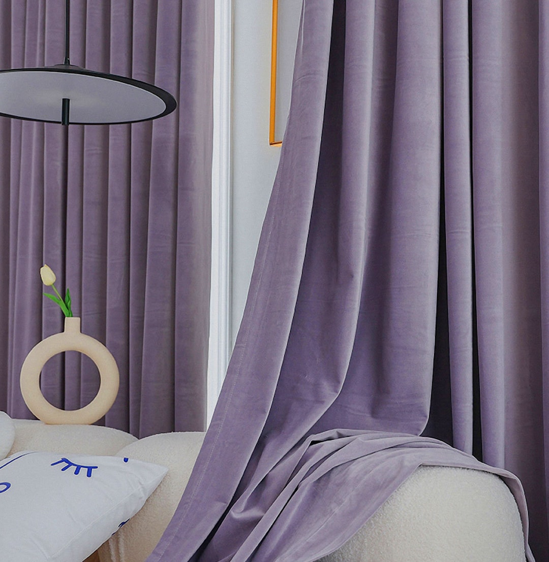 115 Colors, E43-19 A Pair of Deep Lavender Velvet Curtains , Living ...