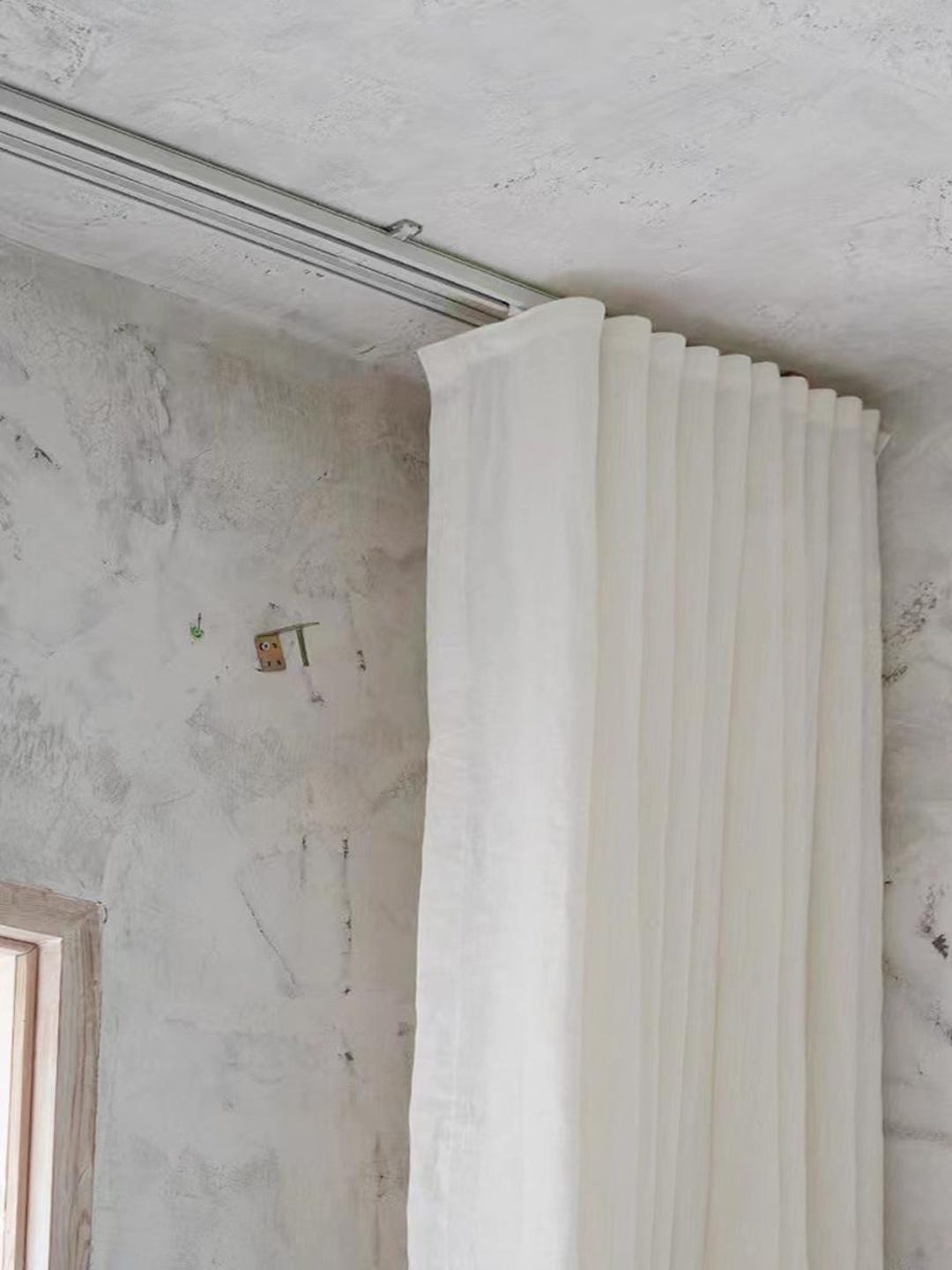 Ripple Folds Linen Curtains, Track Included, 37 Colors A Pair of 100% ...