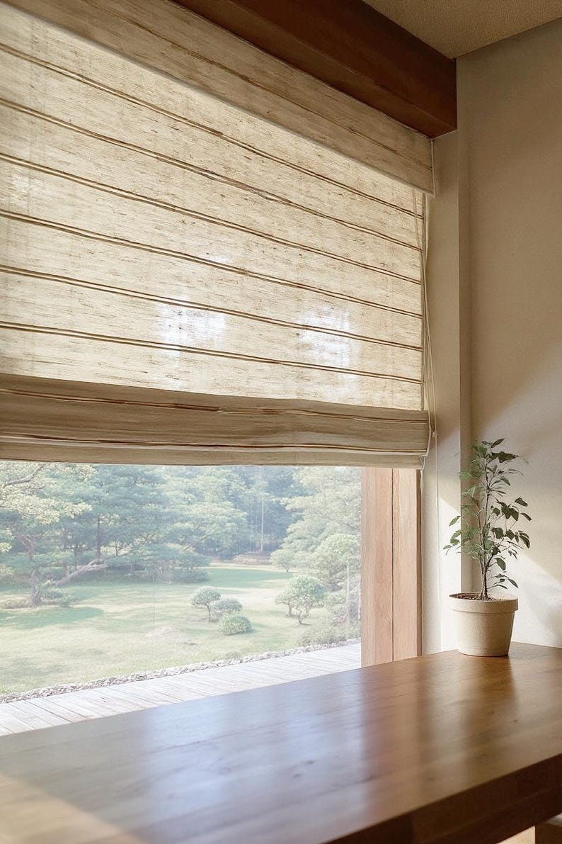 90% Linen, Custom Roman Shades With Cord, Roman Shade With Valance ...