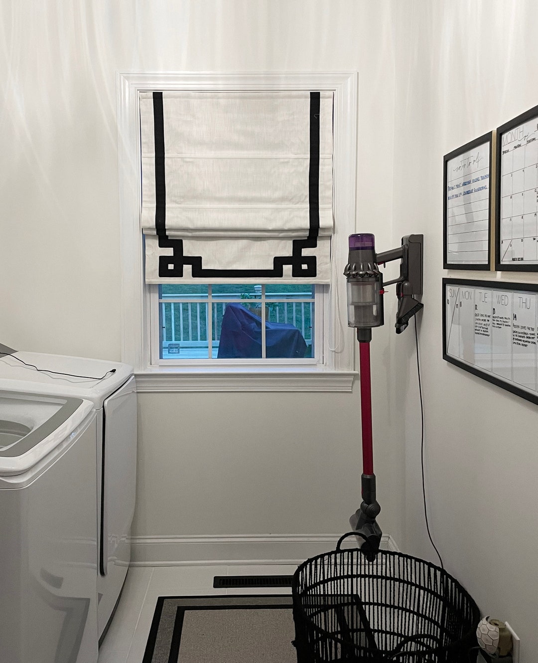 85 Colors Custom Roman Shades With Chain Mechanism, Greek Key Border ...