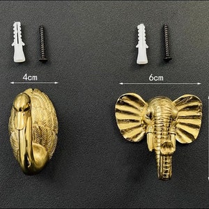 Handmade Solid Brass Swan Wall Hook ,antique Gold Animal Decorative ...