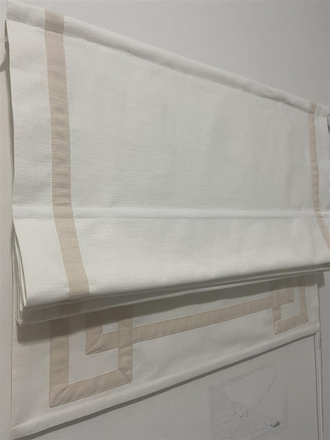 85 Colors Custom Roman Shades With Chain Mechanism, Greek Key Border ...