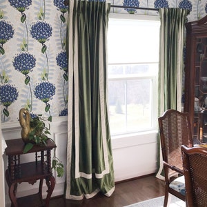 A Pair of Curtains With Border Trim, Custom Heavy Weight Cotton Blend ...
