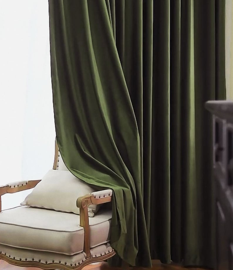 79 Colors,gv79 ,A Pair of Extra Thick Olive Green Curtains , Living ...