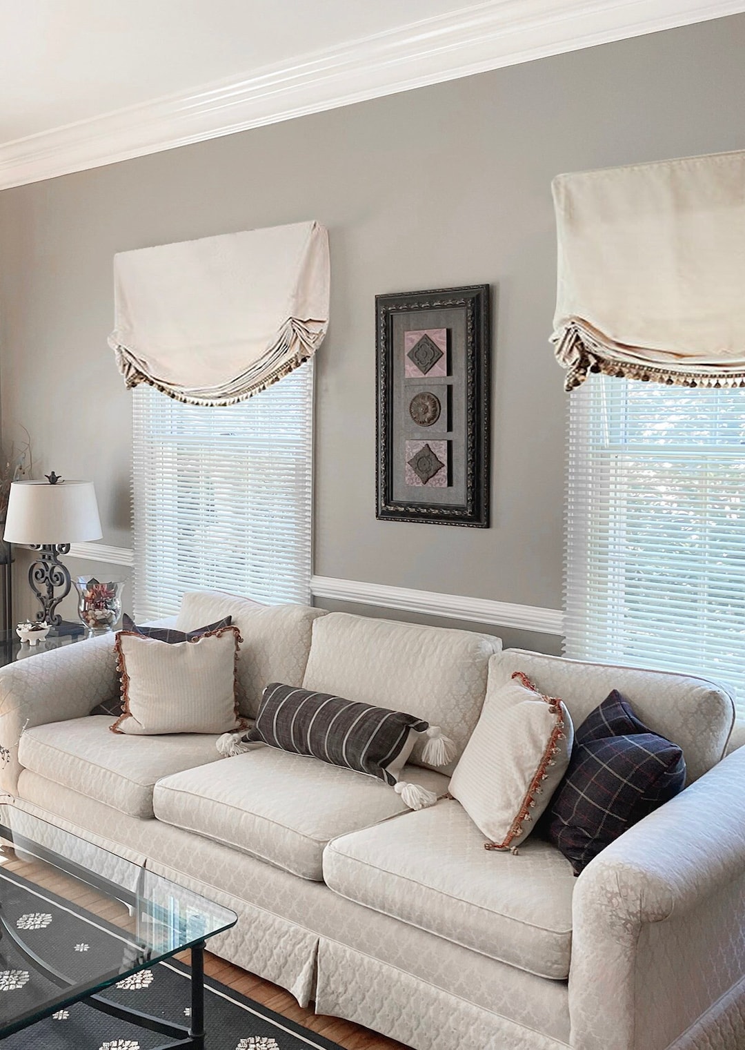 85 Colors,faux (fake) Flat Roman Shade Valance With Decorative Trim ...