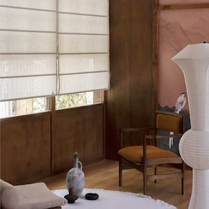 40 Colors , 100% Linen Custom Roman Shades With Chain Mechanism, Flat ...