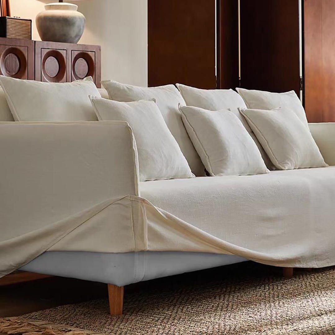 600+ Colours,full Custom Sofa Cover, Linen Sofa Cover ,single Seater ...