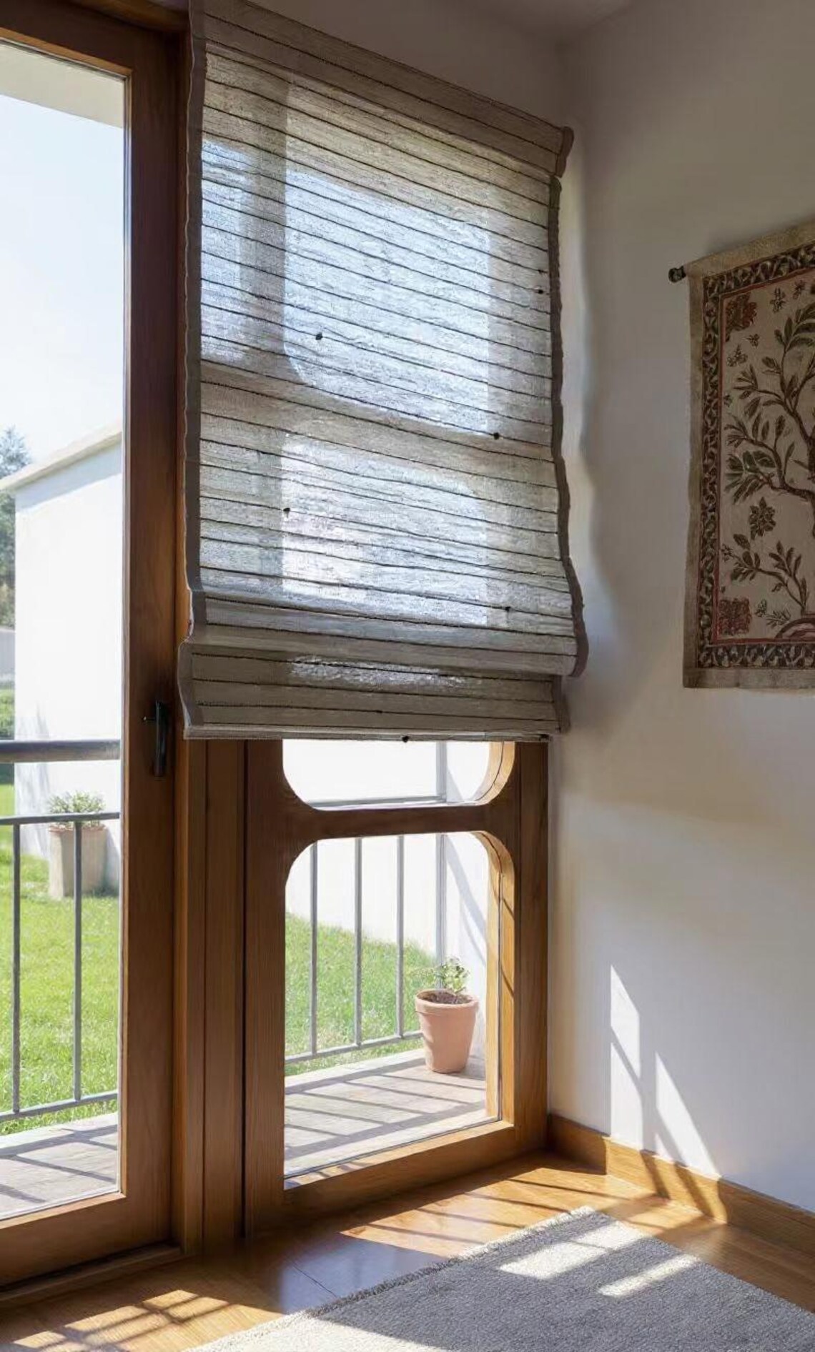Linen Custom Roman Shades With Cord, Roman Shade With Valance, Luxury ...