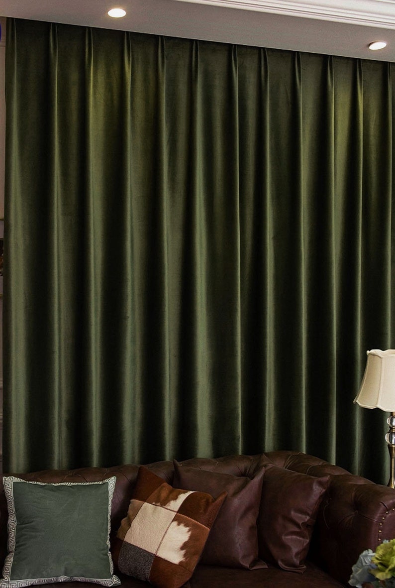 79 Colors,gv79 ,A Pair of Extra Thick Olive Green Curtains , Living ...
