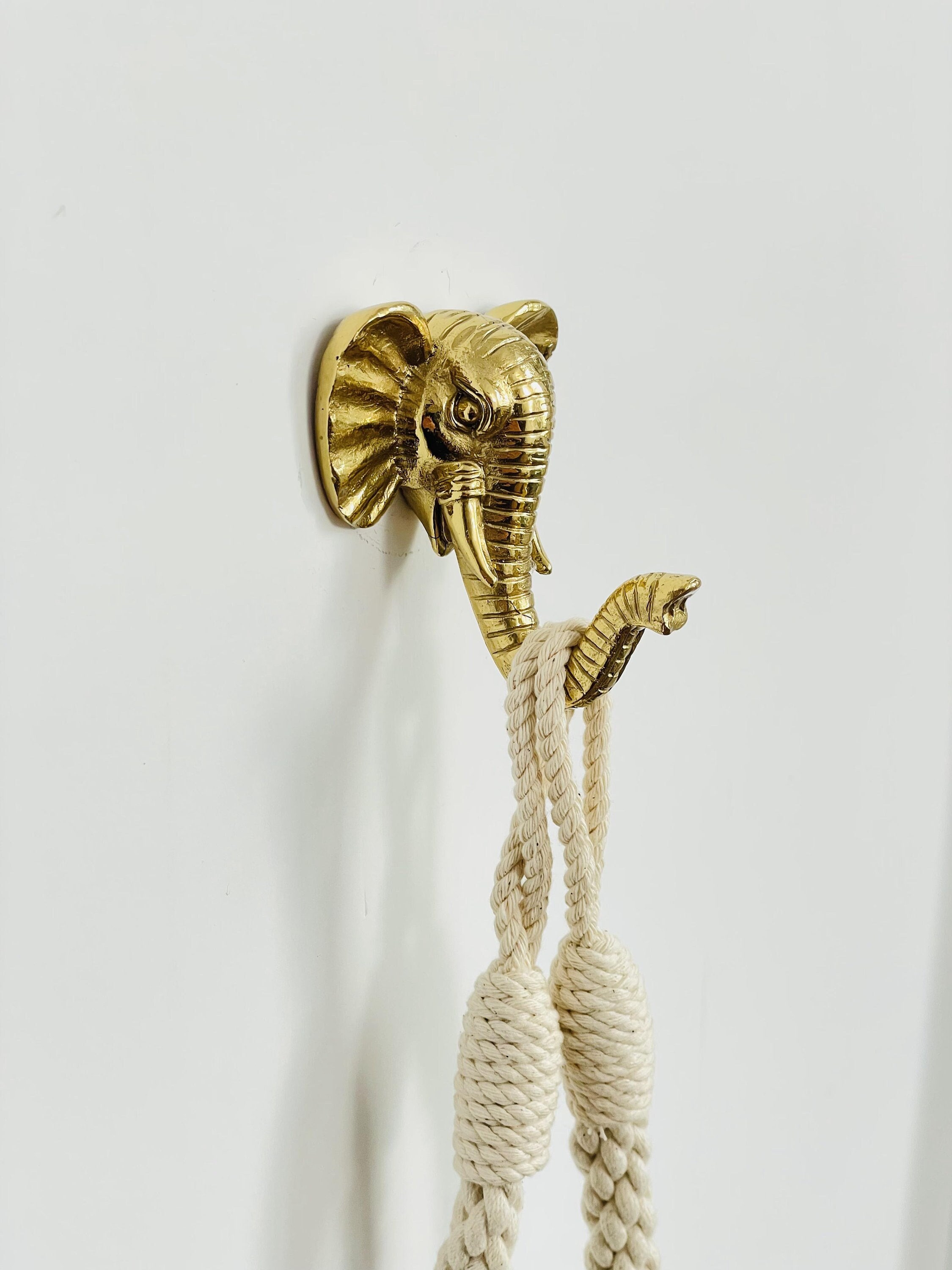 Handmade Solid Brass Elephant Wall Hook ,antique Gold Animal Decorative ...