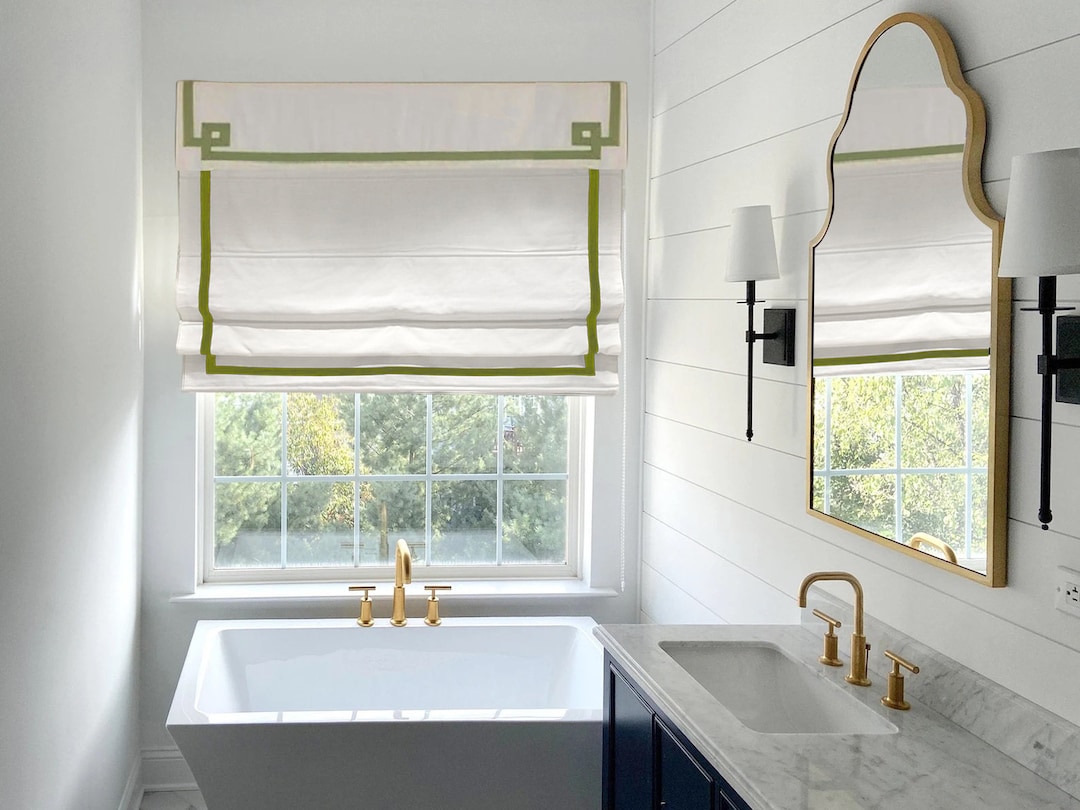 85 Colors Custom Roman Shades With Greek Key Valance, Roman Shade With ...