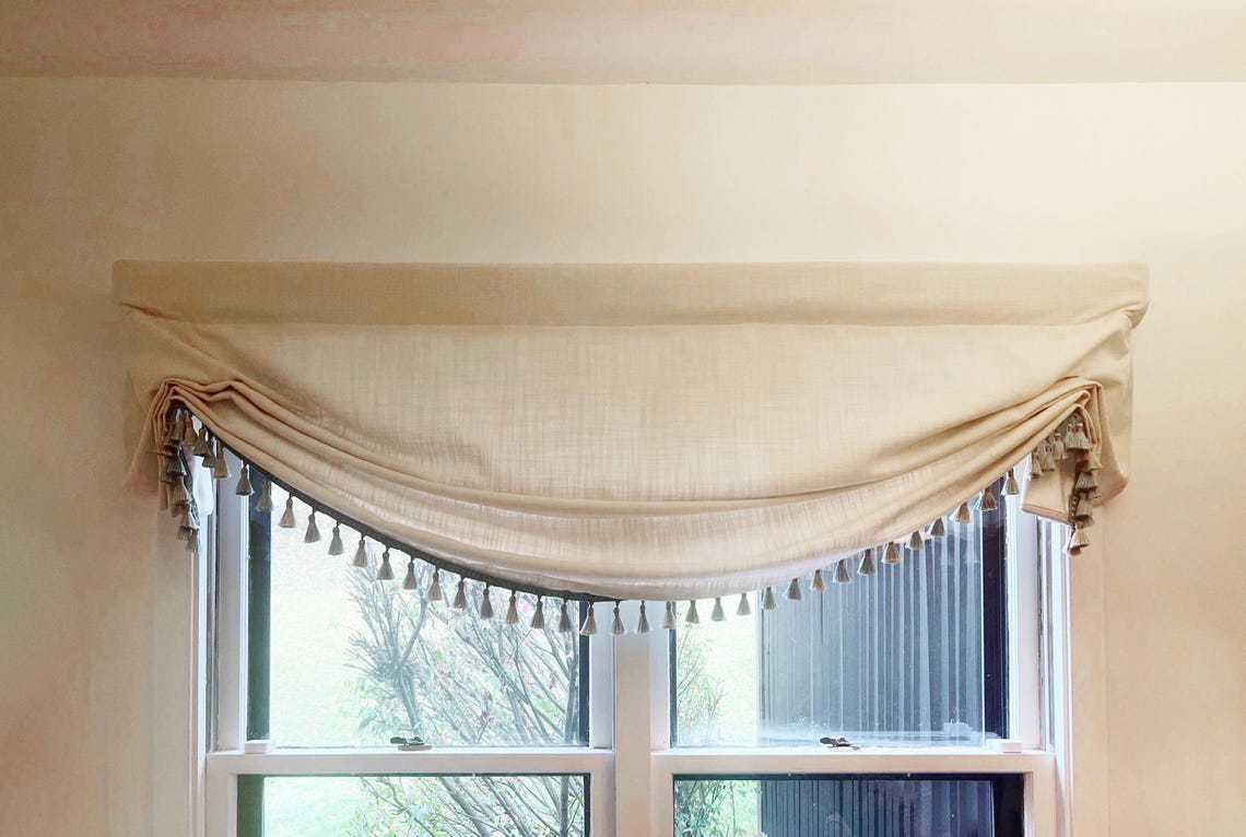 85 Colors,faux (fake) Flat Roman Shade Valance With Decorative Trim ...