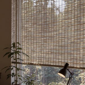 100% Jute Custom Roman Shades With Cord, Roman Shade With Valance ...