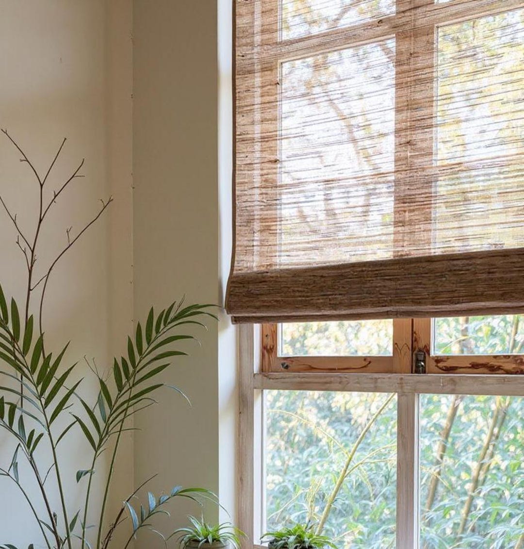 100% Ramie Natural Color Custom Roman Shades With Cord, Roman Shade ...