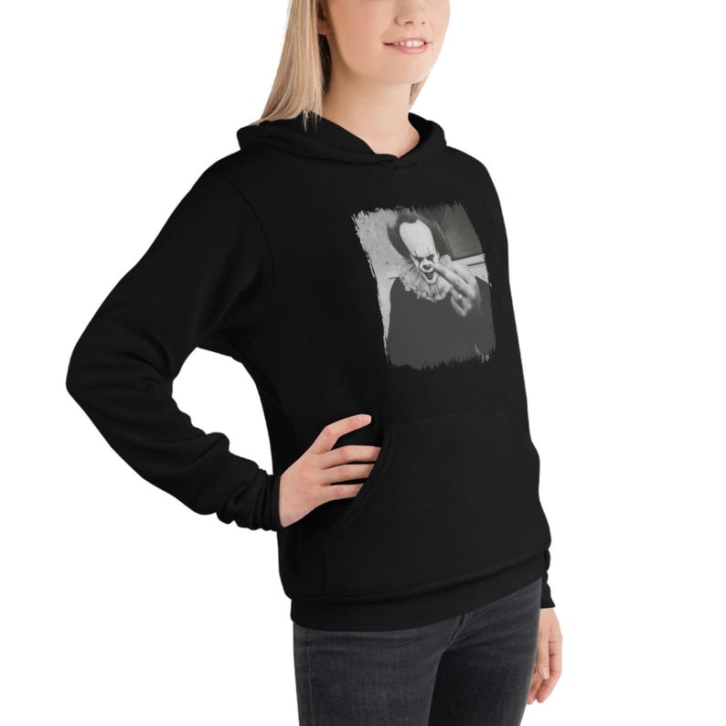Pennywise Middle Finger Hoodie – Unisex Black Bella Canvas Pullover ...