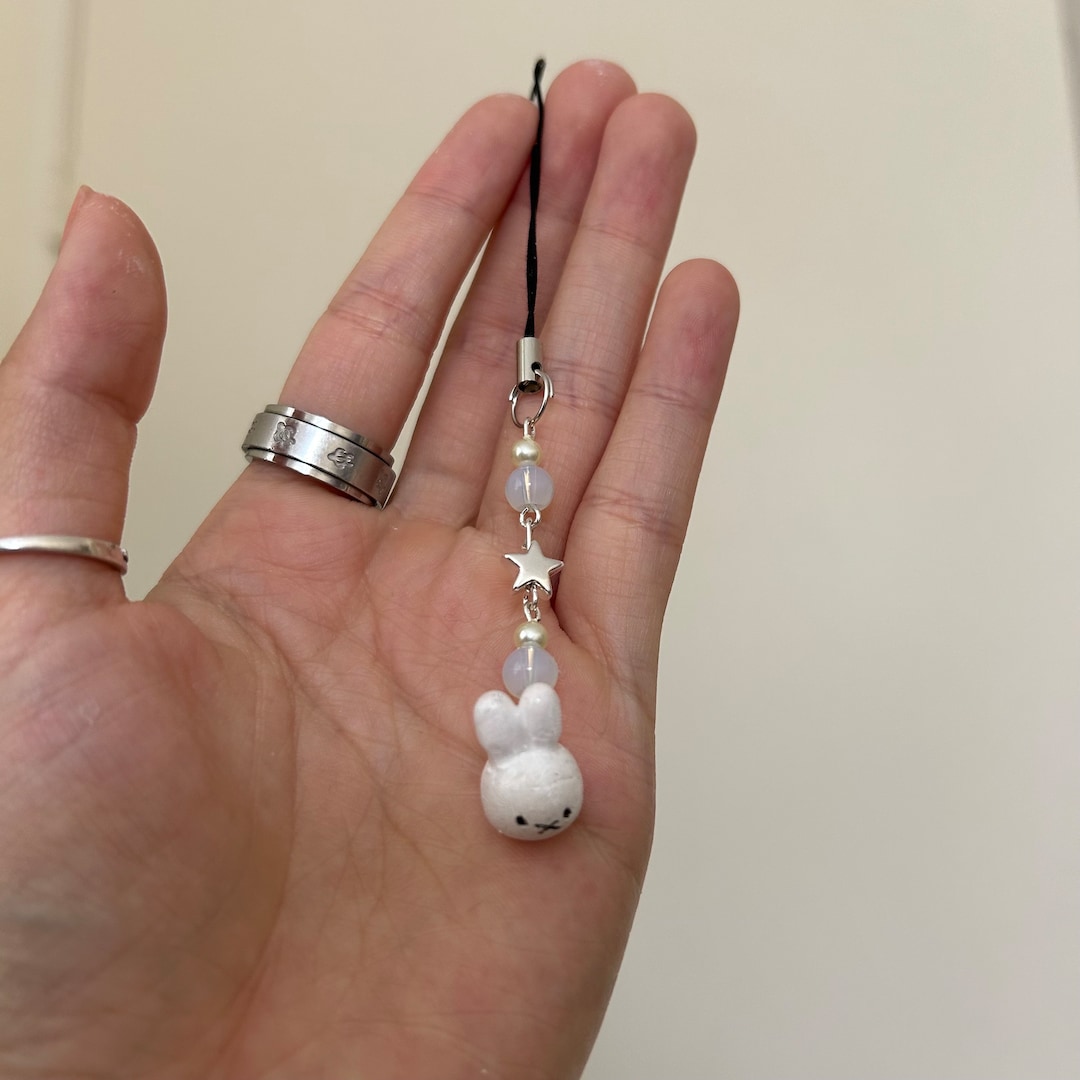 Miffy Silver Phone Charm/keychain - Etsy