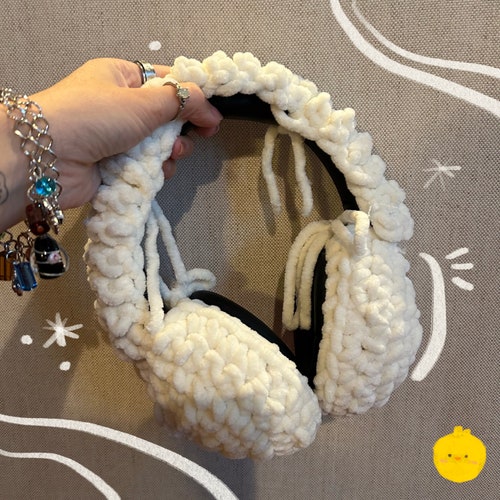 White With Ribbon Headphone Cover - Etsy