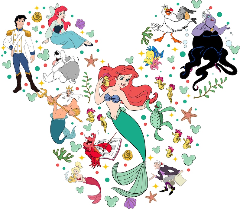 Little Mermaid PNG Clipart Bundle, Ariel Png, Princess PNG, Little ...