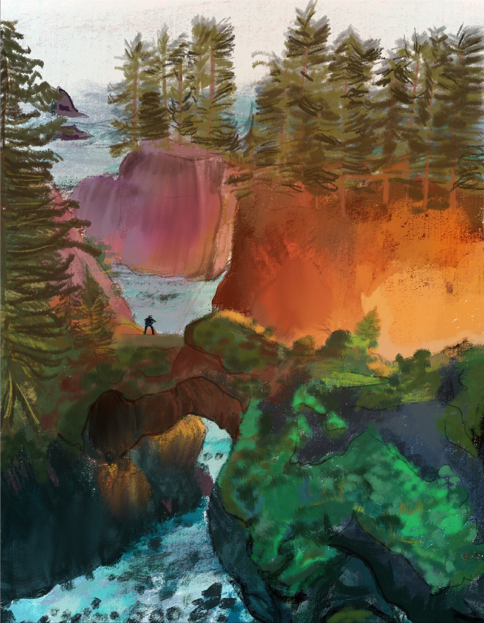 Art Print | Oregon Coast Digital Painting | Scene of the Samuel H ...