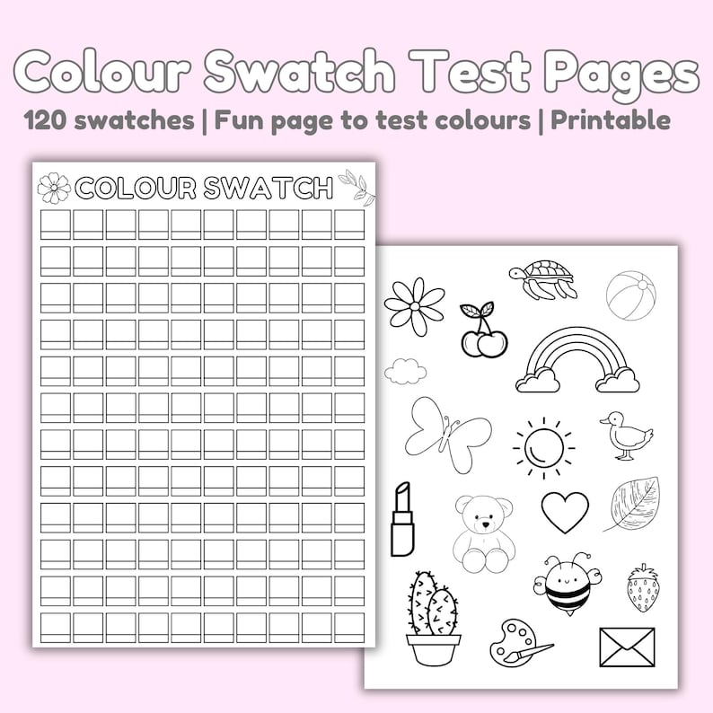 Printable Colouring Page 120 Swatch Test Page | Marker Test Sheet ...