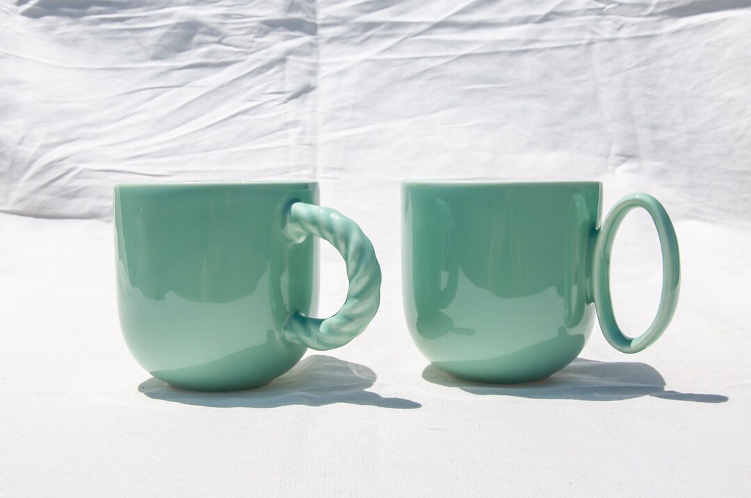 Porcelain Mug Set: Handmade Ceramic Coffee Mugs With Twisted & Oval ...