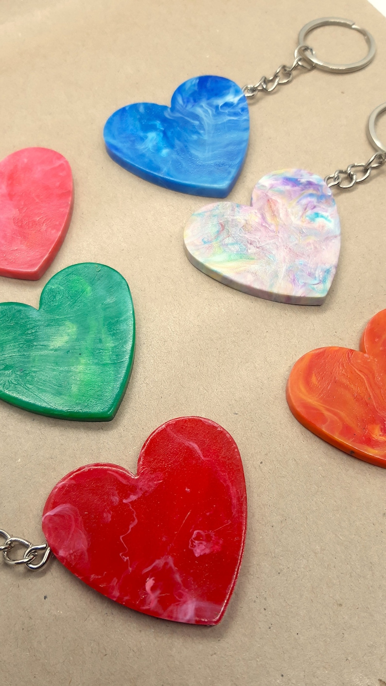 Recycled Plastic Heart Keyrings - Handmade and Sustainable - Etsy