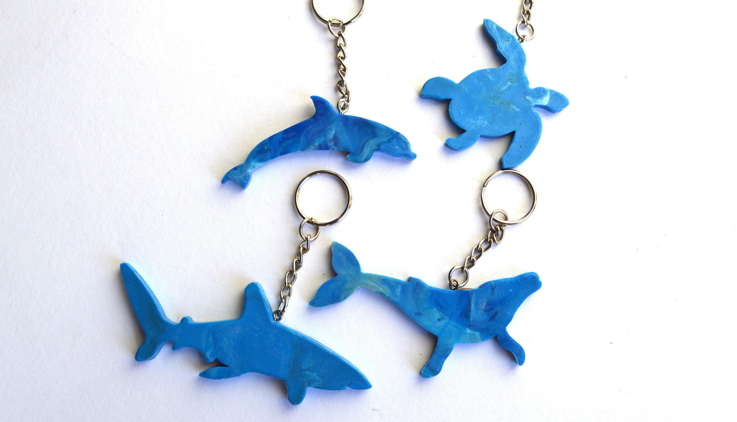 Ocean Keyrings, 100% Recycled Plastic. Turtle, Dolphin, Whale, Shark - Etsy