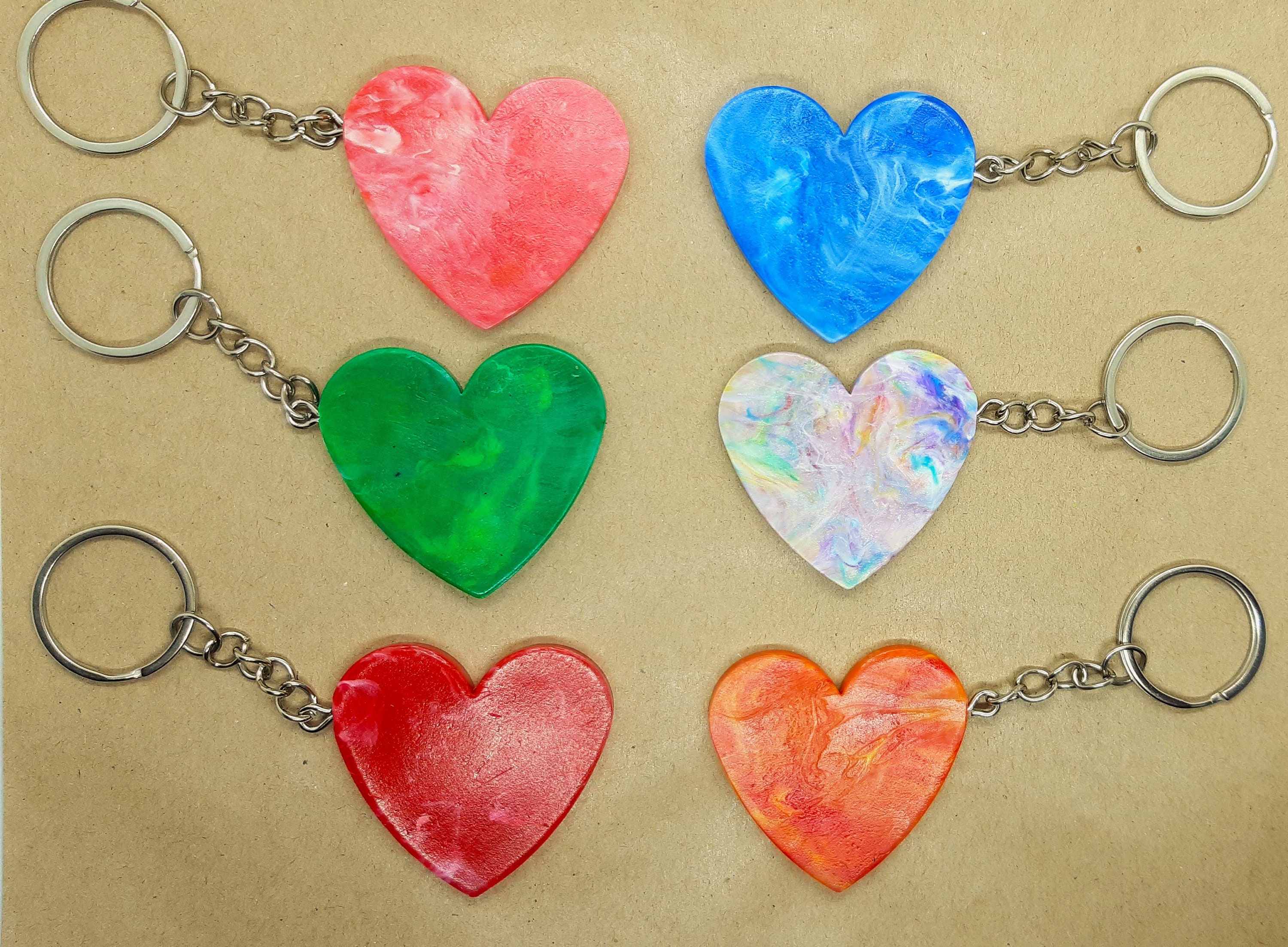 Recycled Plastic Heart Keyrings - Handmade and Sustainable - Etsy