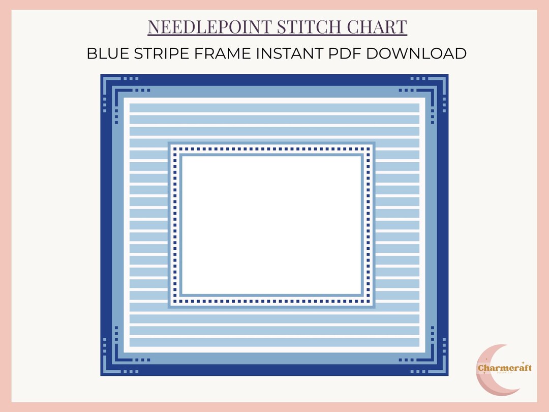 Blue Stripe Frame Needlepoint Chart | Classic Border (PDF Download) - Etsy