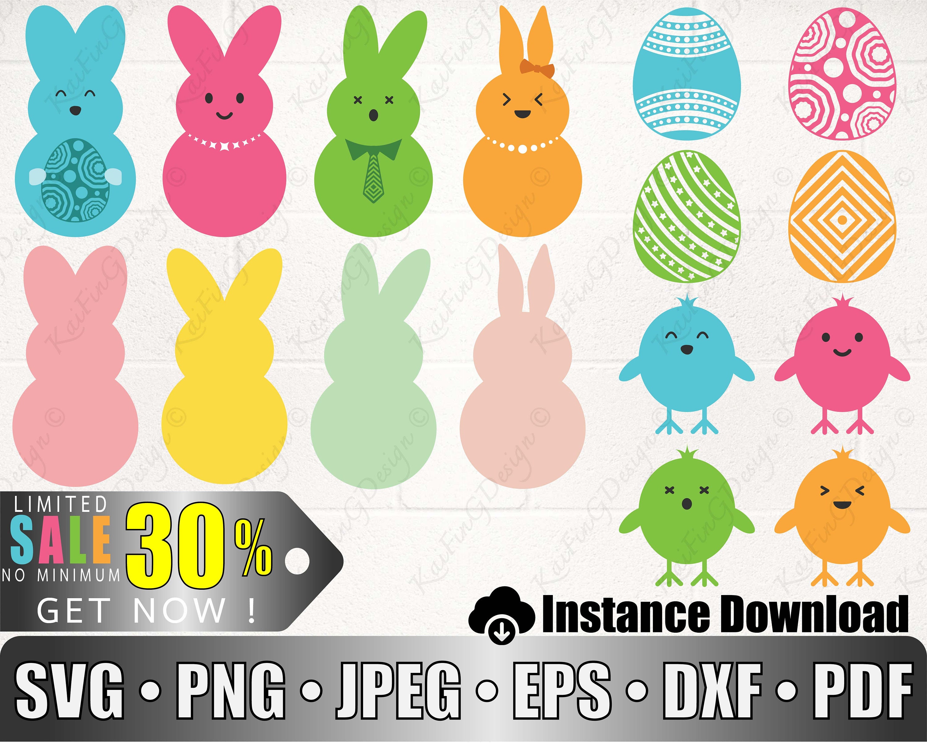 Marshmallow Bunnies SVG Bundle 3 Easter Egg, Peeps Cut Files for Cricut ...