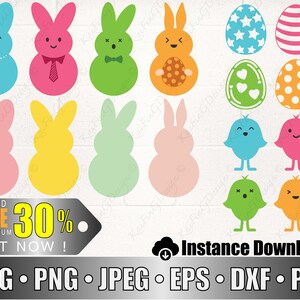 Marshmallow Bunnies SVG Bundle 1 Easter Egg Peeps Cut - Etsy
