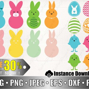 Marshmallow Bunnies SVG Bundle 2 Easter Egg Peeps Cut - Etsy