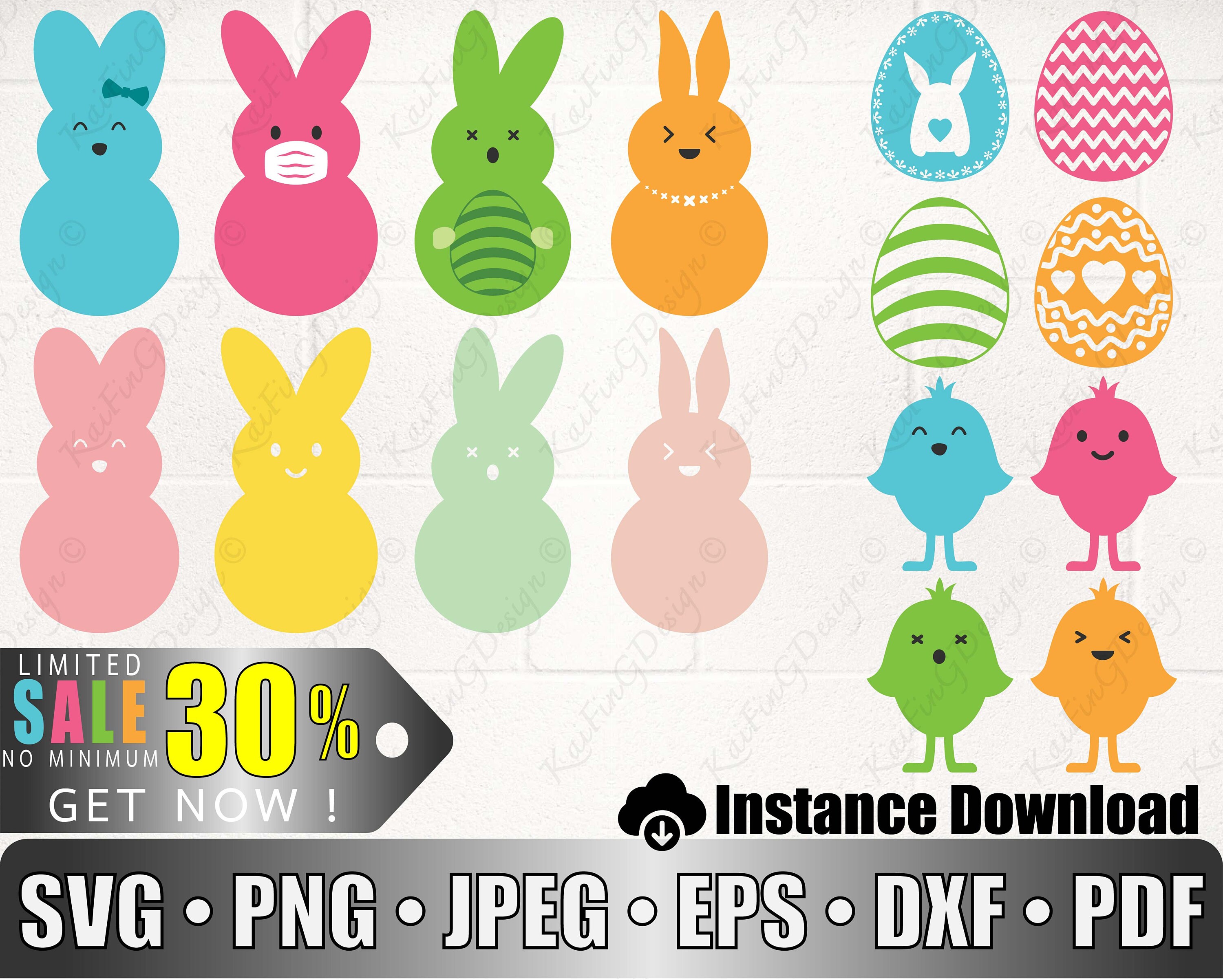 Marshmallow Bunnies SVG Bundle 2 Easter Egg Peeps Cut - Etsy