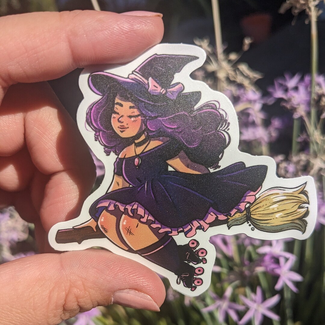Roller Witch Vinyl Sticker| Roller Derby Sticker | Cute Chubby Witch | Roller Skate Witch ...