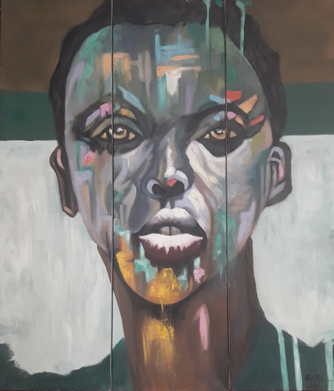 UNIQUE Peinture PORTRAIT Acrylique Sur Toile TRIPTYQUE - Etsy