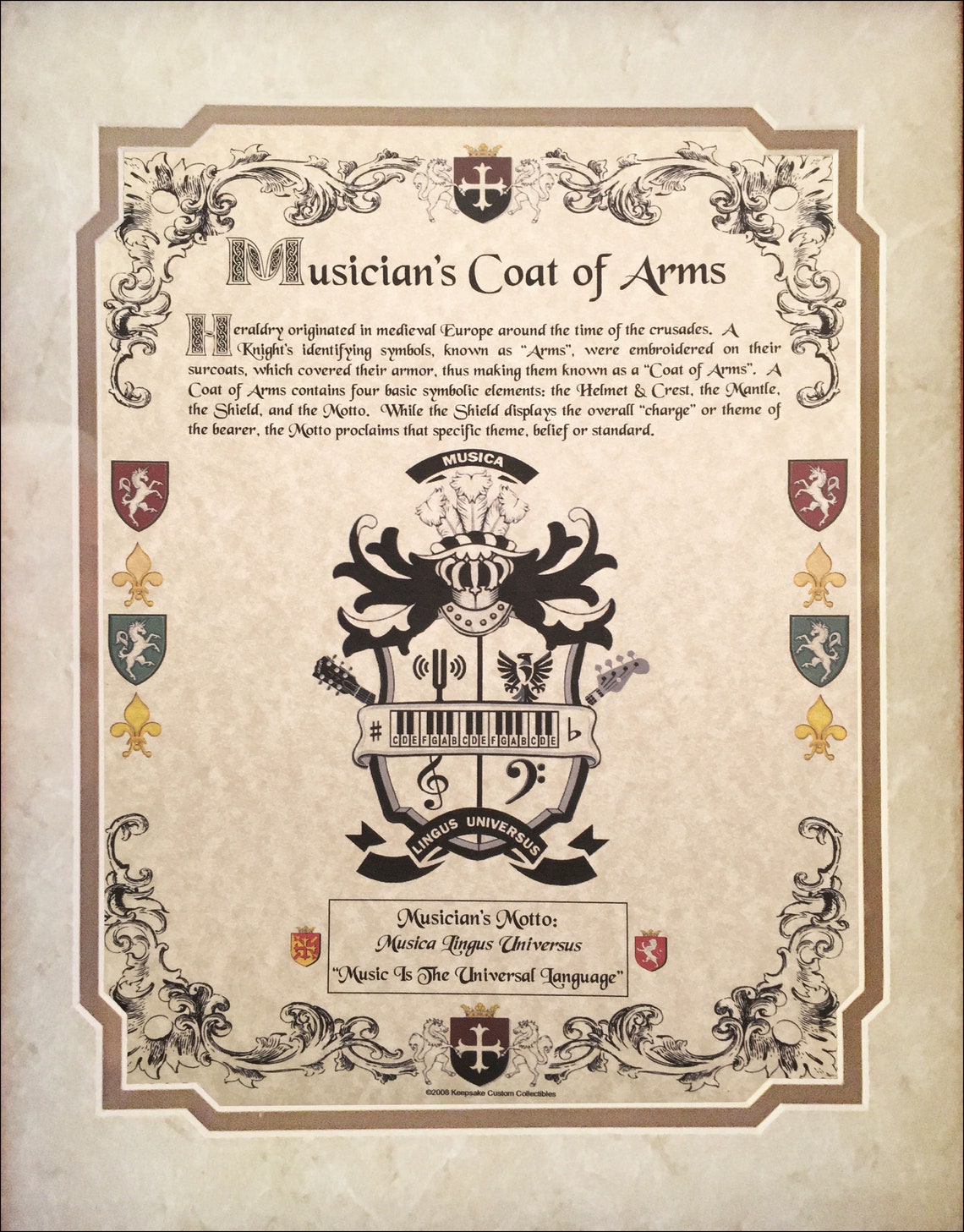 Musician's Coat of Arms, Decorative Wall Art, Printable Gift, Music ...