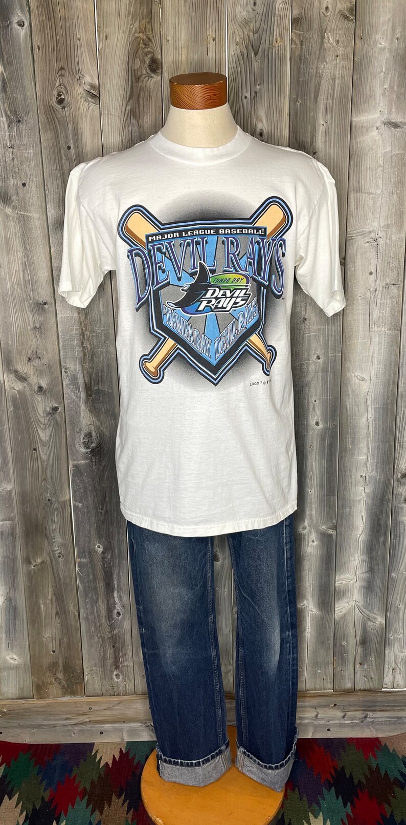 VINTAGE 1990s Devil Rays Tampa Bay T-shirt 1995 / Logo 7 / Baseball ...