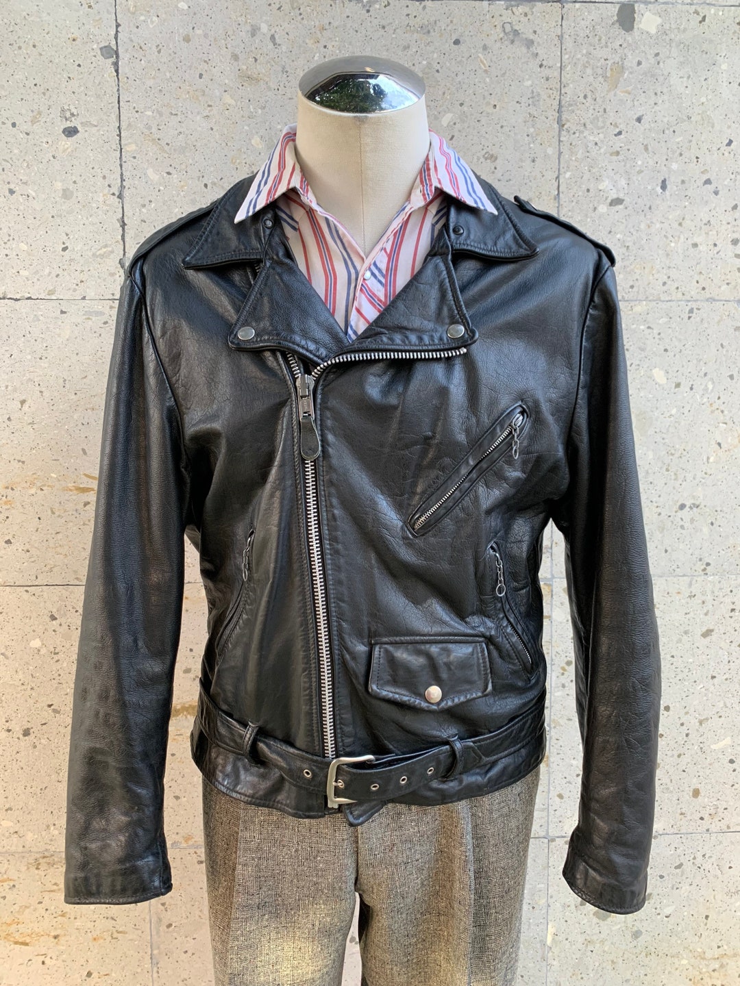 VINTAGE 1980s Cooper Biker Leather Jacket / Rockabilly / Rocker / Punk ...