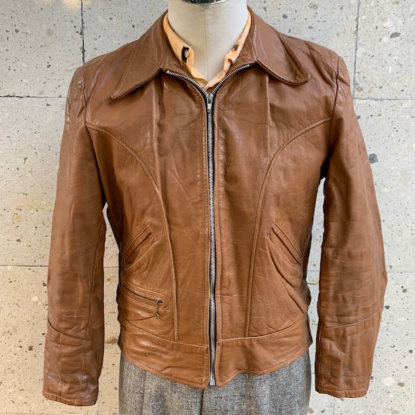 1950s Leather Jacket - Etsy
