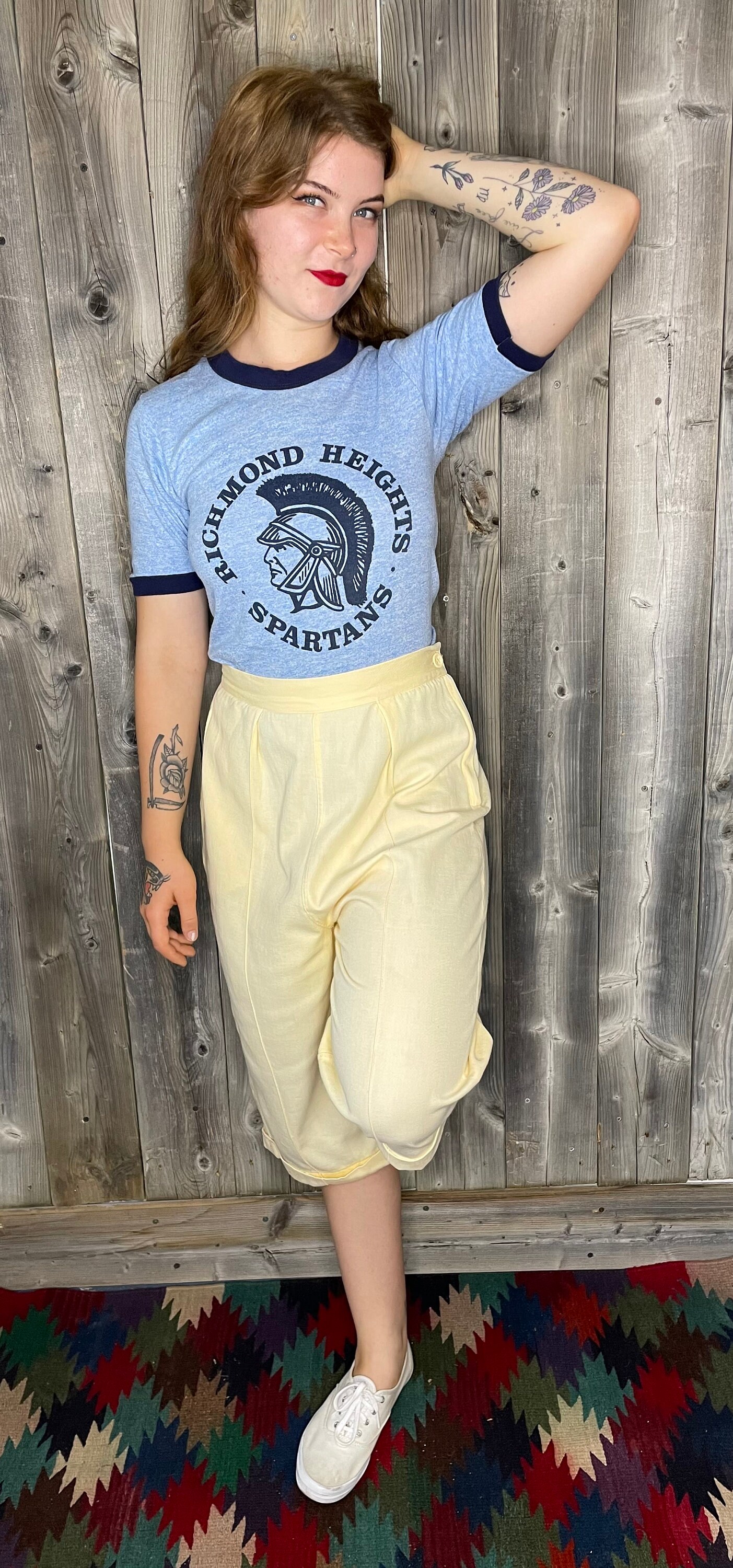 VINTAGE 1950s High Waisted Pedal Pushers Capri Pants / Side Zipper ...