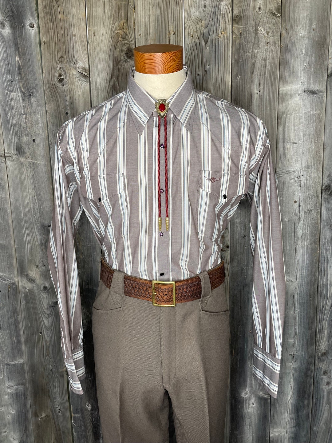 VINTAGE 1990s Flying R Ranchwear Western Striped Long Sleeves Shirt ...