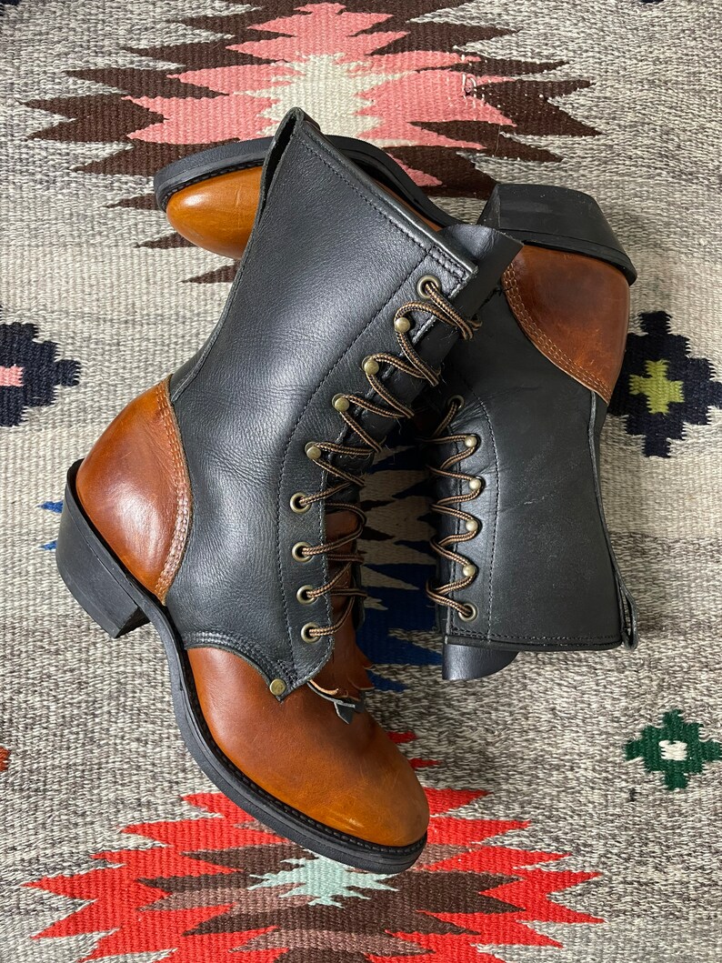 VINTAGE 1990s Packer Lace up Cowboy Boots / Western Boots / Rodeo ...